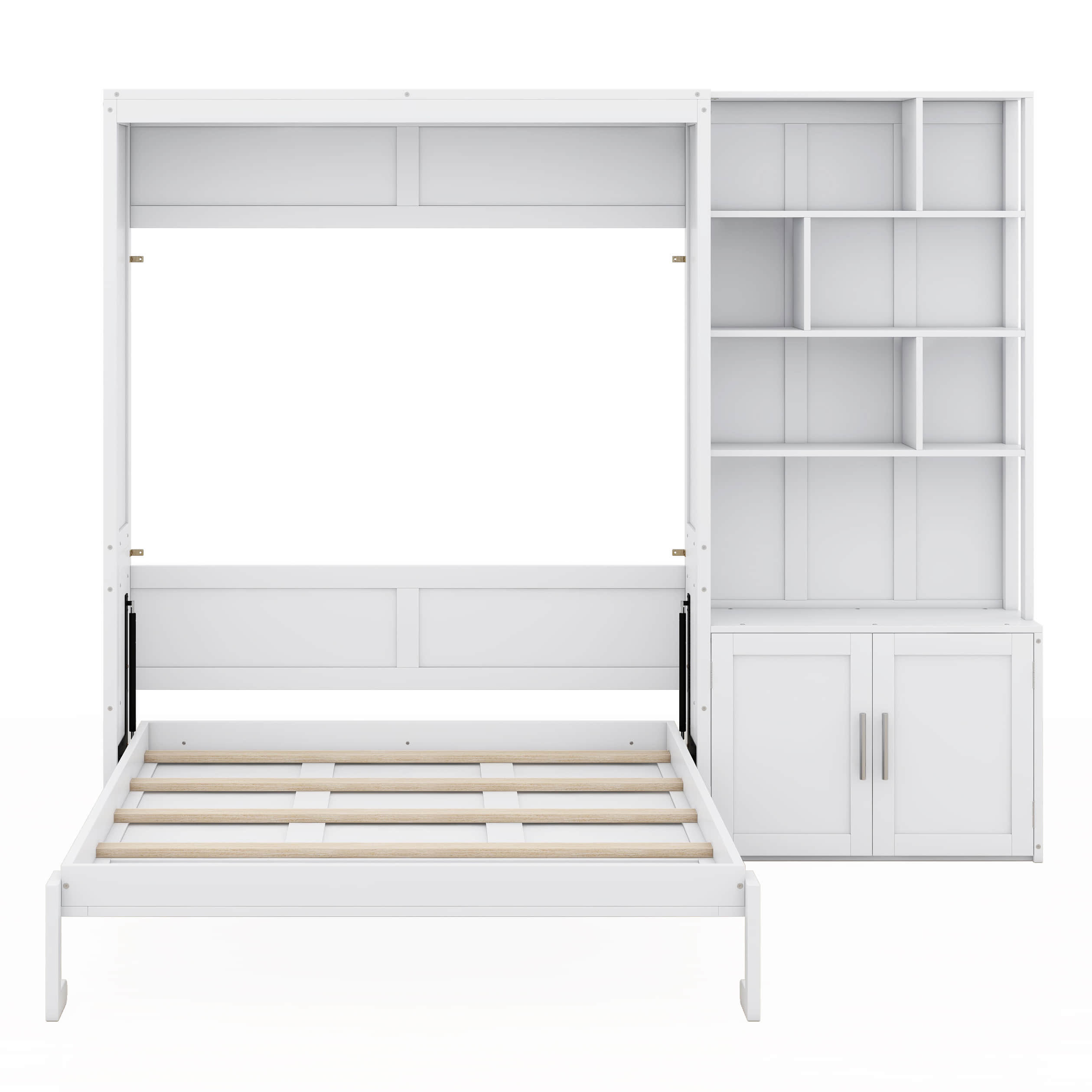 Red Barrel Studio® Full Size Murphy Bed With Multiple Storage Shelves ...