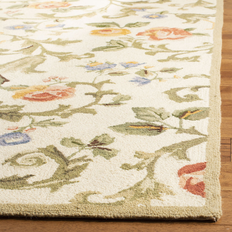 Lark Manor Hollander Hand Hooked Wool Floral Rug & Reviews | Wayfair