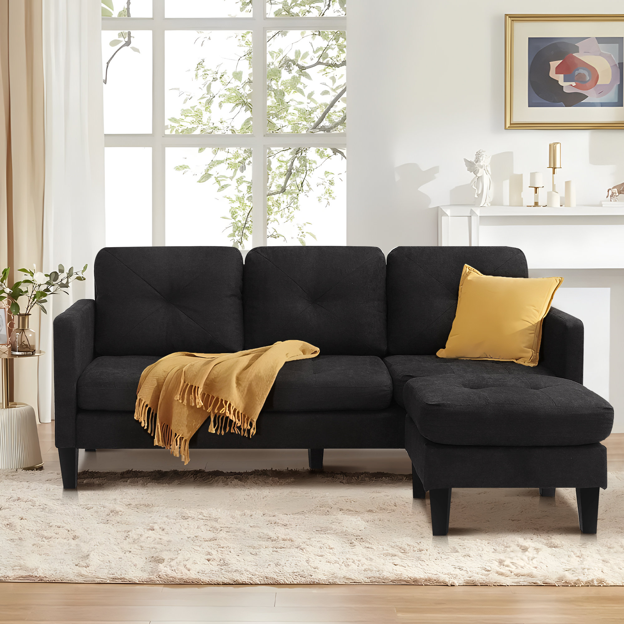 Ebern Designs Atiye 74'' Upholstered Convertible Sofa "& Reviews" | Wayfair