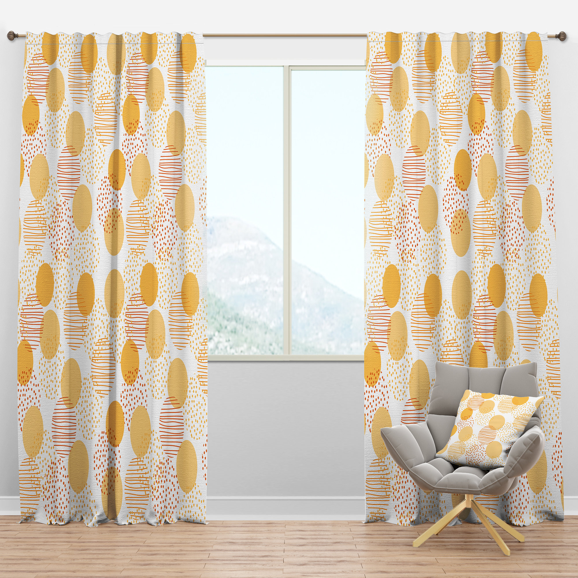 Design Art Mid-Century Circular IX Polka Dot Polka Dots Semi-Sheer ...