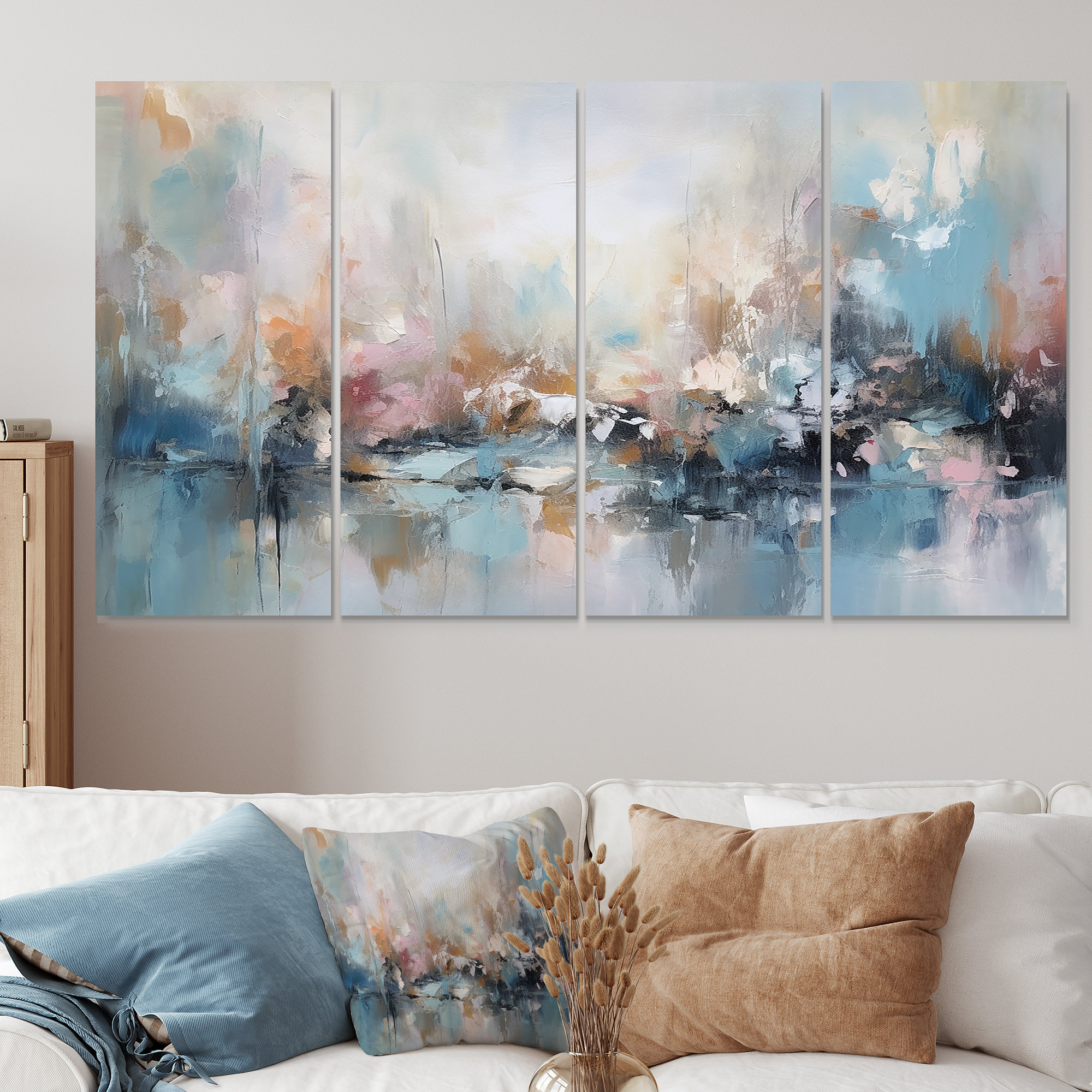 Wrought Studio™ Grey And Blue Vivid Waves Fuild II - Abstract Painting ...