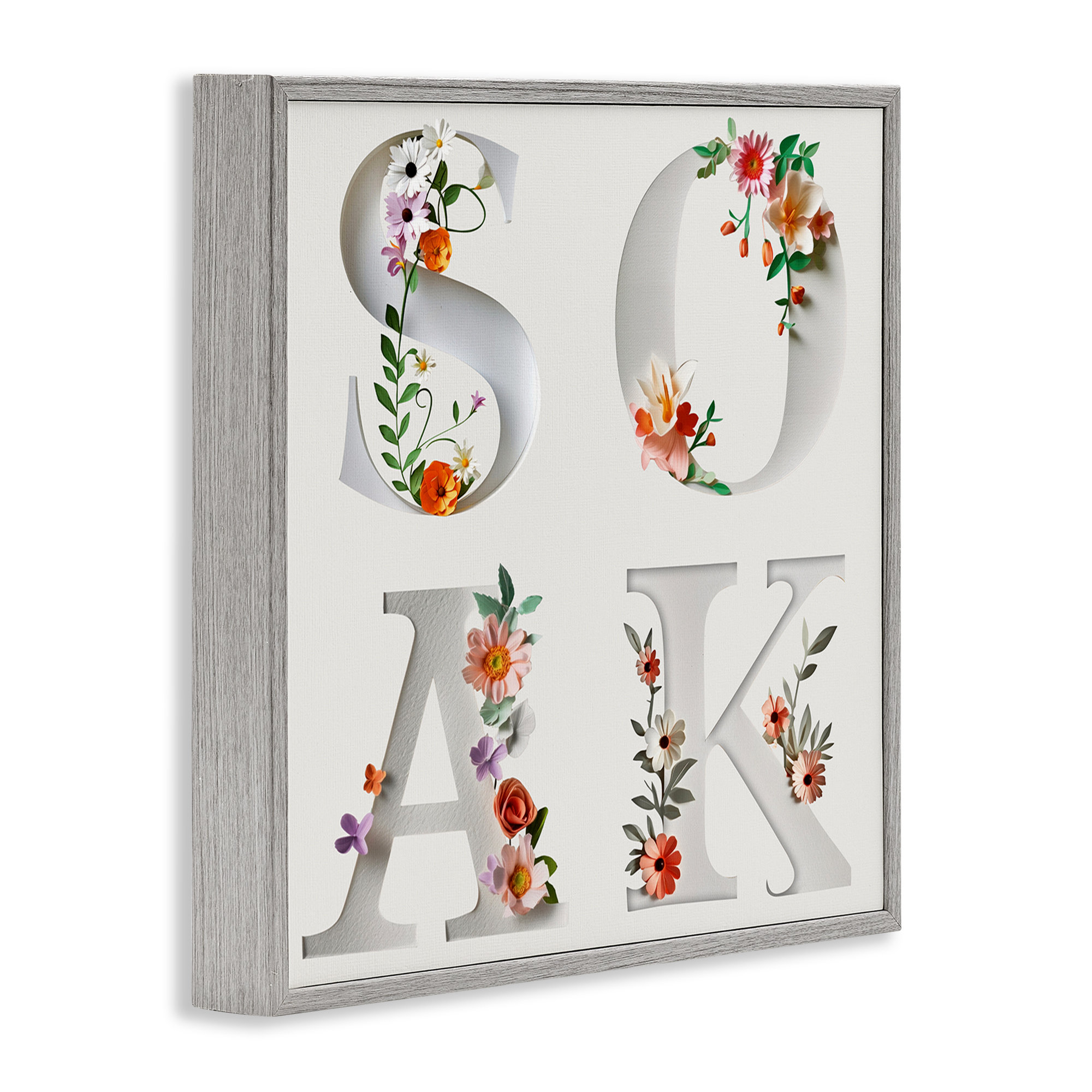 Stupell Industries Floral Bathroom Soak Letters Framed Giclee, design ...