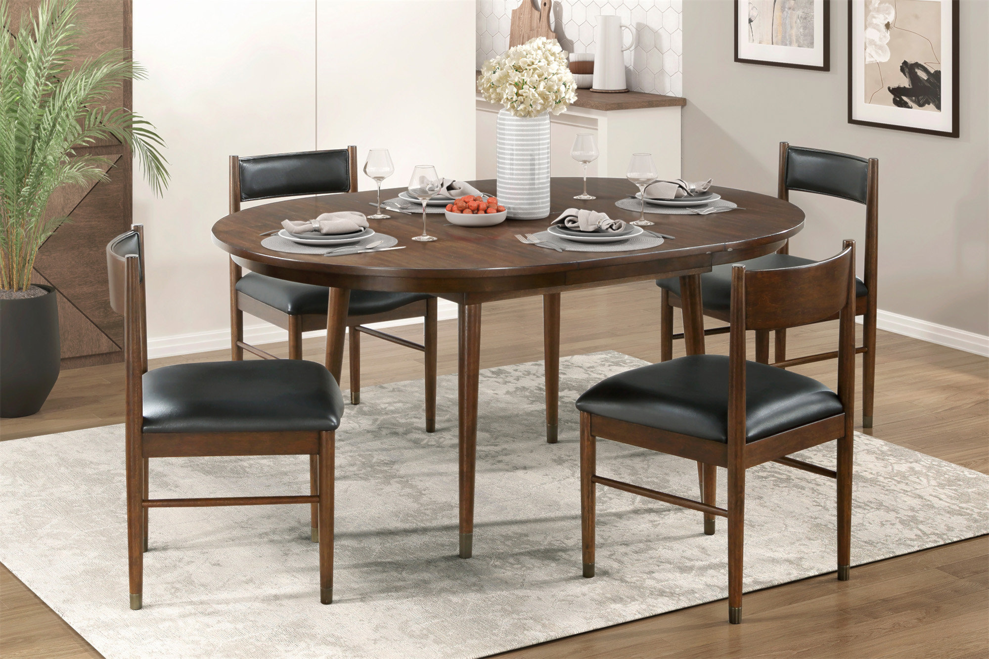 Corrigan Studio® 5Pc Classic Luxury Dining Set Table With Self-Storing ...