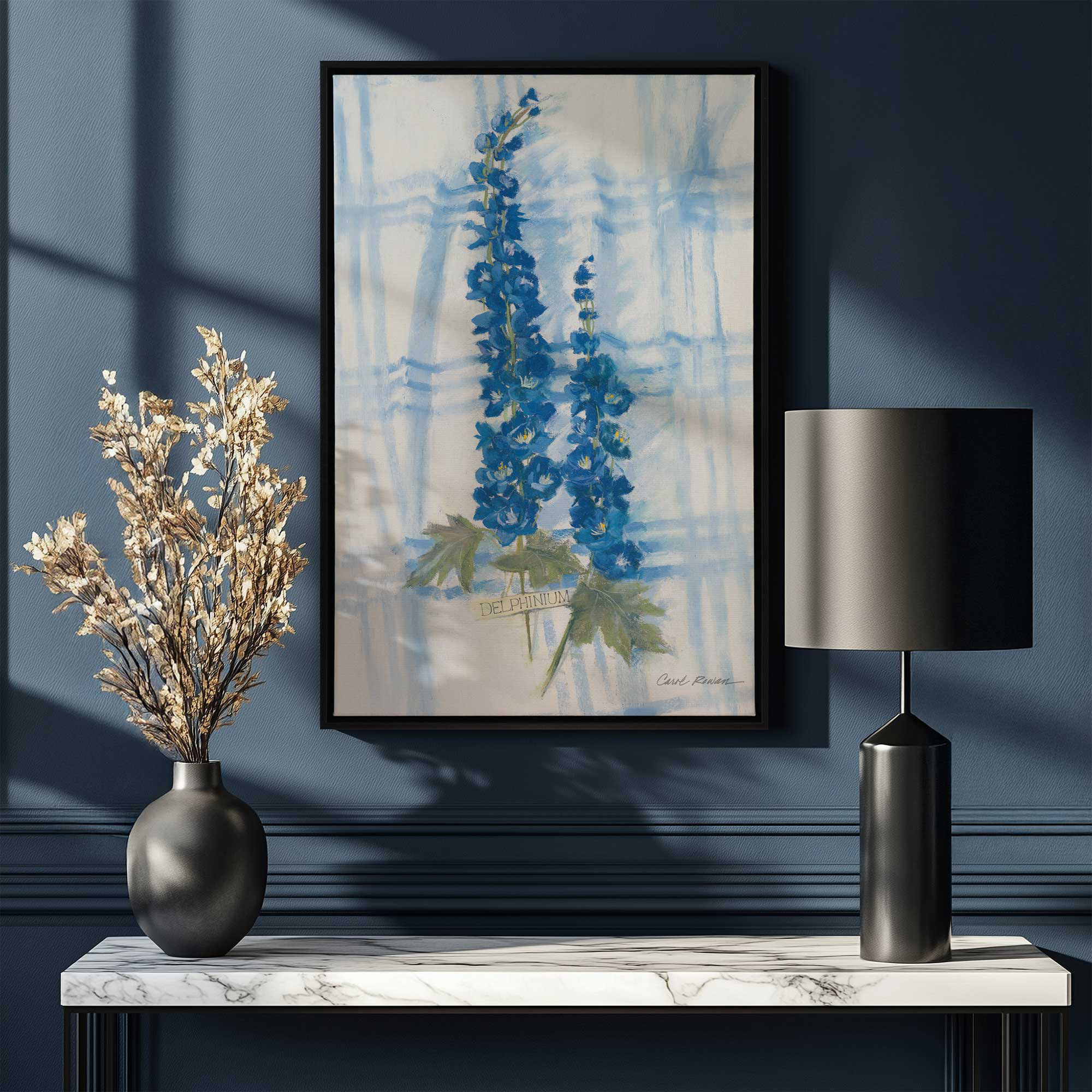 Ophelia & Co. Delphinium on Linen by Carol Rowan Art Print | Wayfair