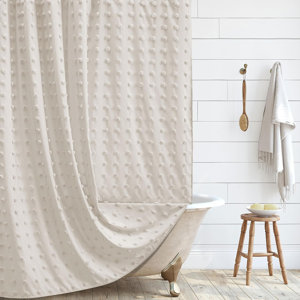 Latitude Run® Linen Shower Curtains For Bathroom Linen Blend Fabric ...