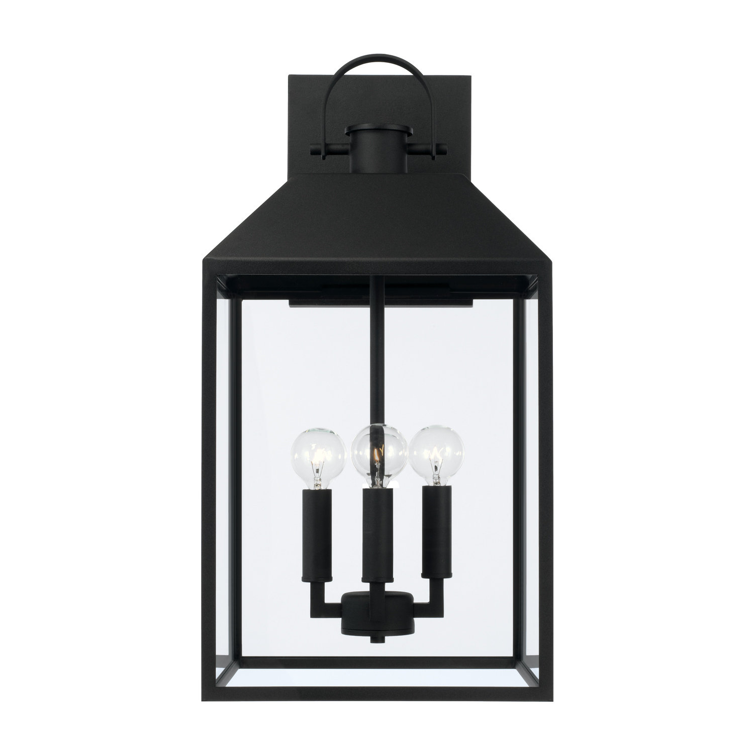 Capital Lighting 3-Light Outdoor Square Rectangle Wall Lantern in Black ...