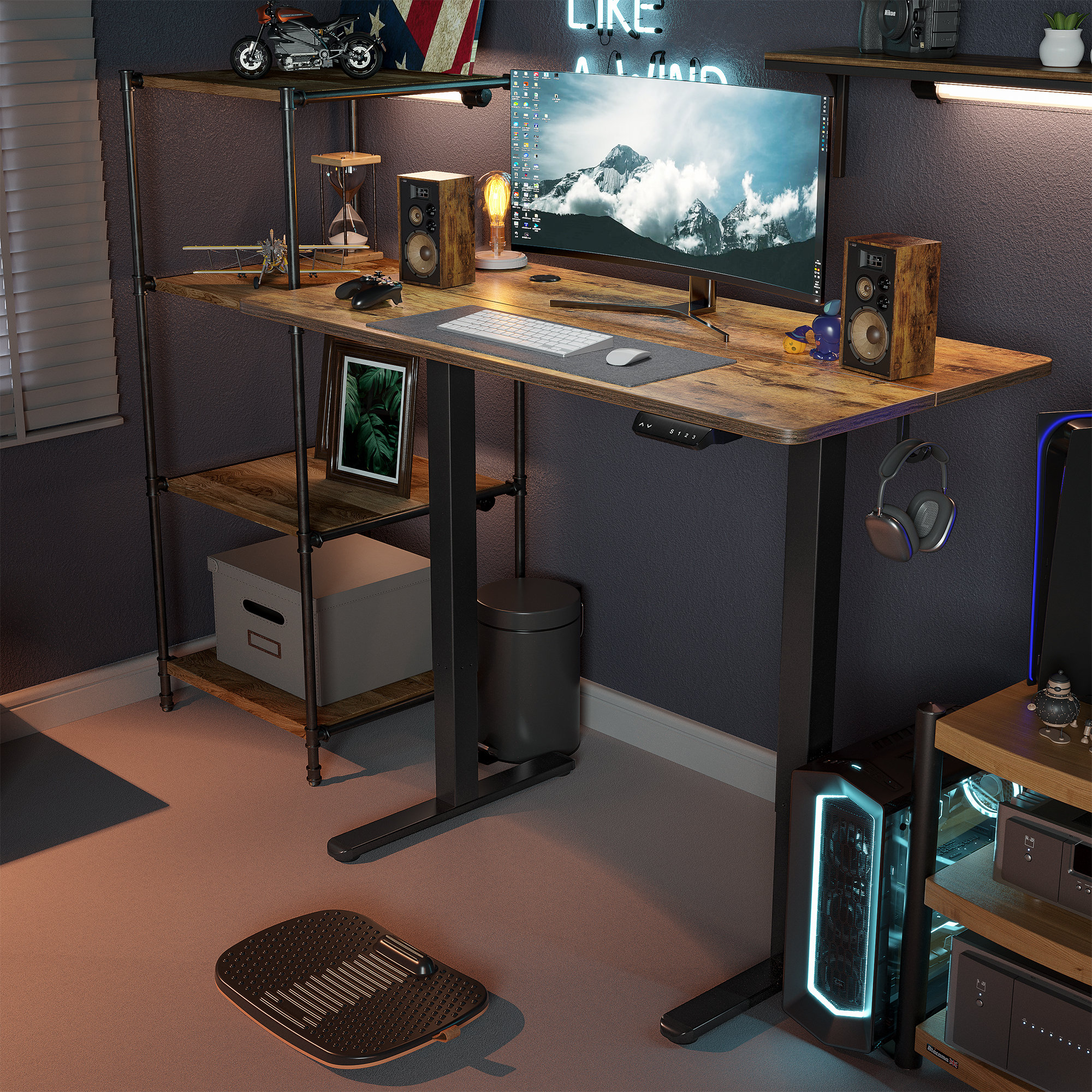 17 Stories Bureau debout électrique Latitude Run®, table réglable en ...