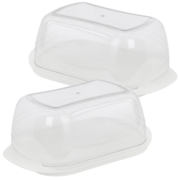 Belfry Kitchen Clear Plastic Butter Cheese Dish Tray with Lid Holder ...