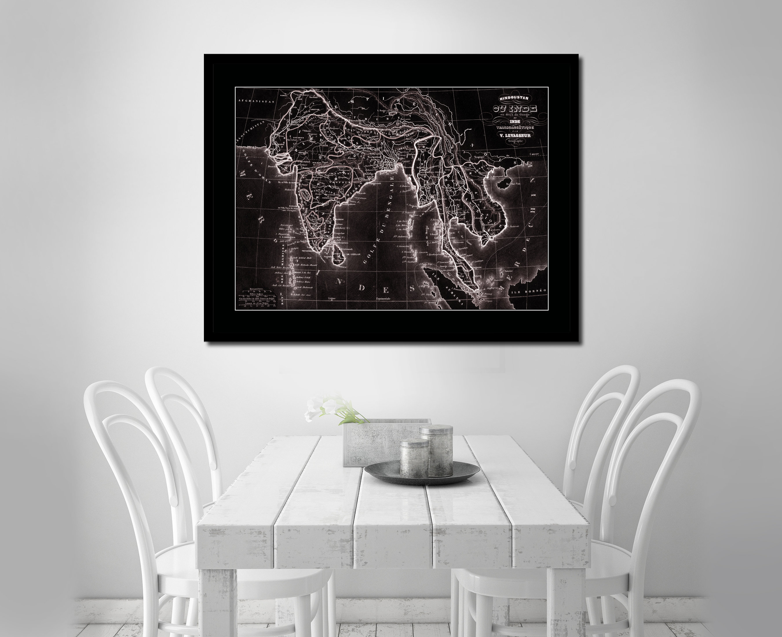 17 Stories India Southeast Asia Vietnam Old Vivid Sepia Map On Canvas ...