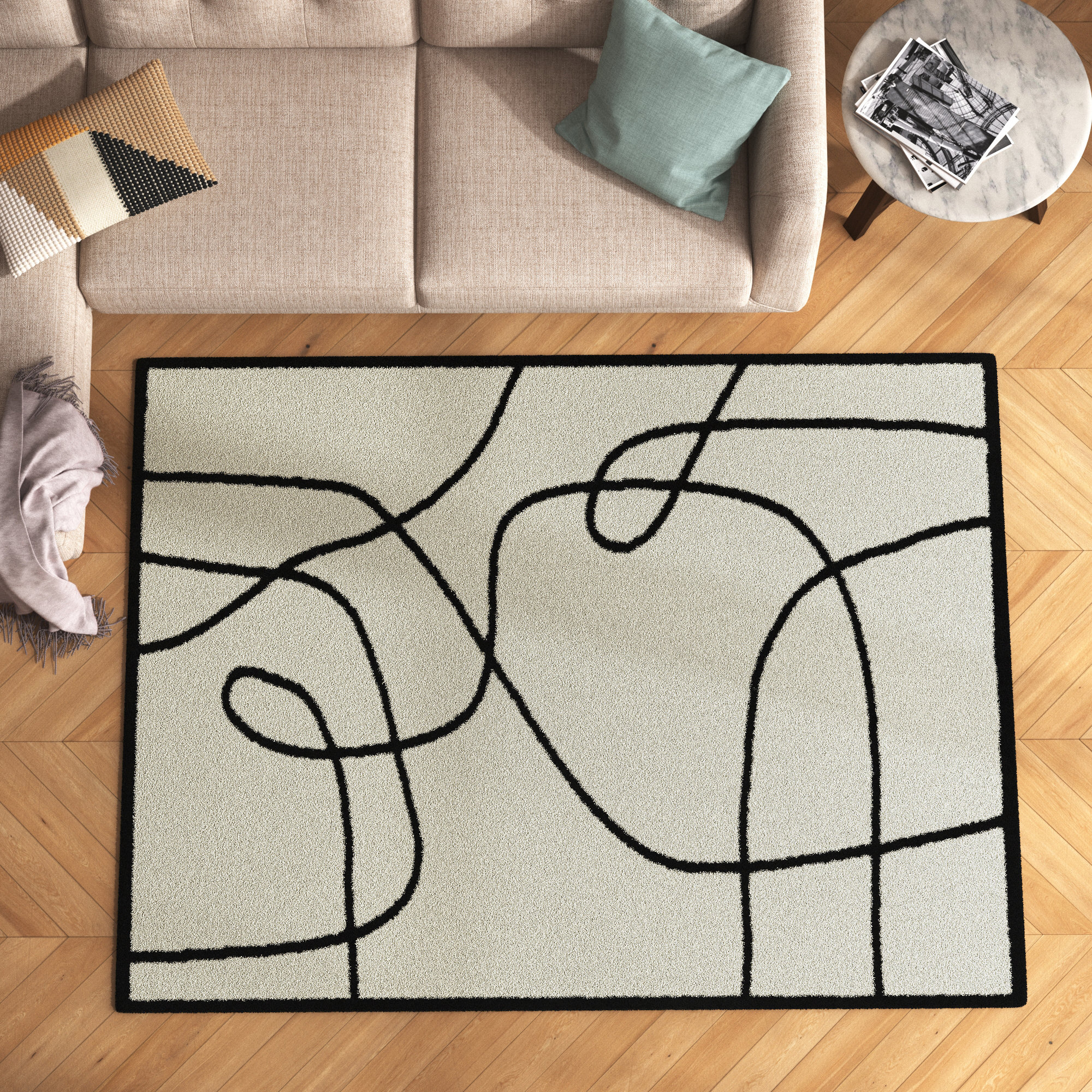 Mercury Row® Arline Abstract White Area Rug & Reviews | Wayfair