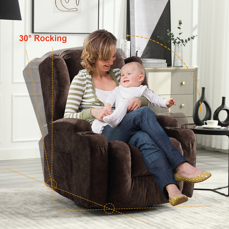 Red Barrel Studio® Tiossem Swivel Rocking Recliner Chair, Velvet Manual ...