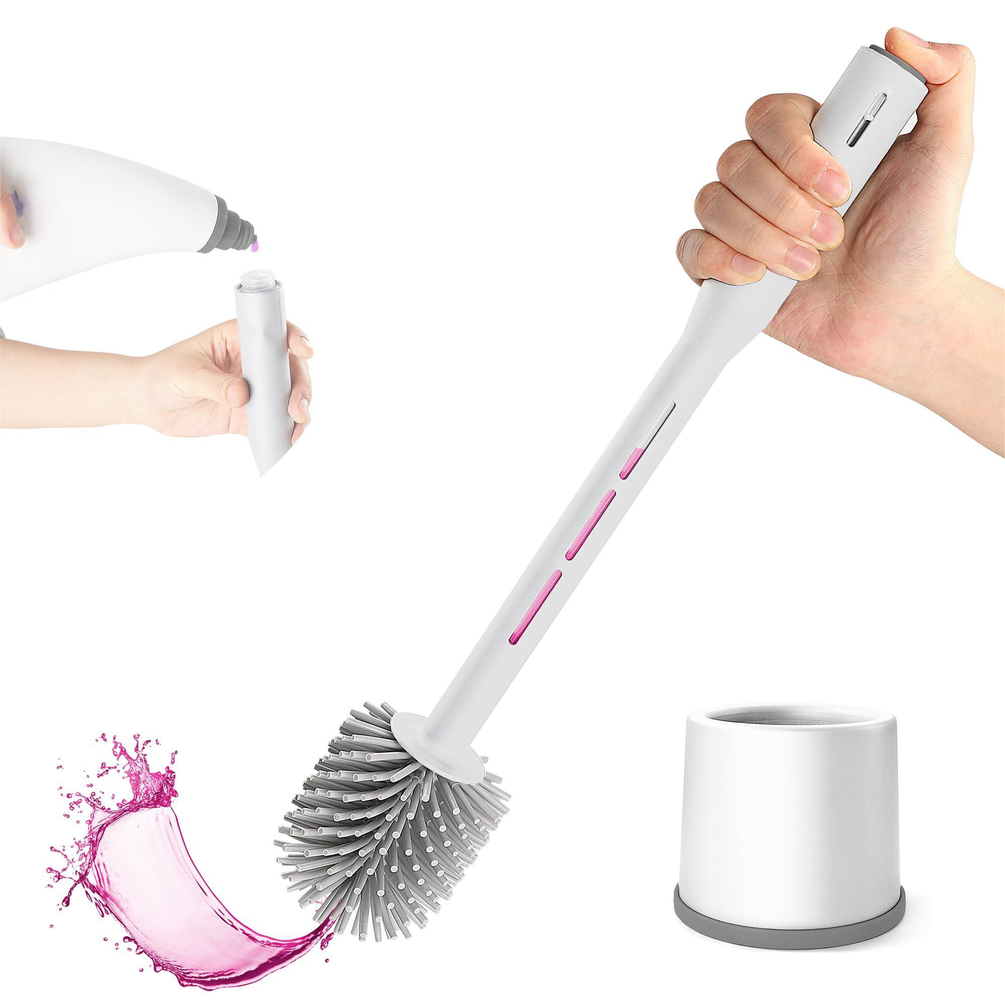 ELEMENTARY ENTERPRISE LLC Toilet Bowl Brush And Holder Set With 5.1Fl Oz Refillable Soap ...