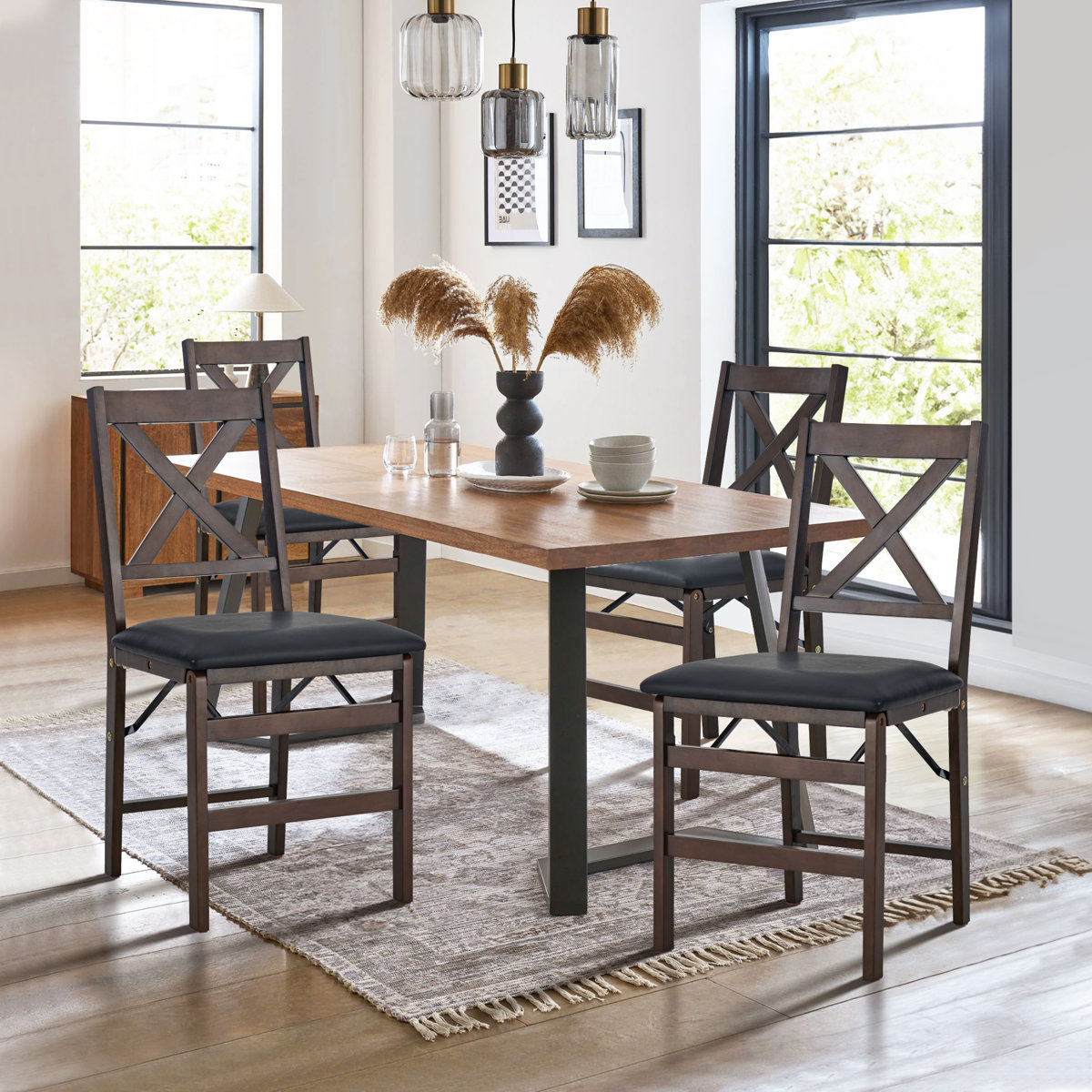 Breakwater Bay Padded Cross Back Folding Dining Chair Side Chairs | Wayfair