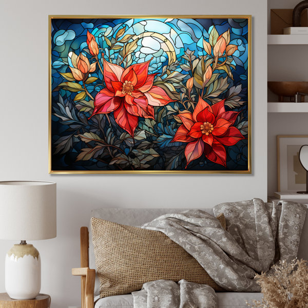Red Barrel Studio® Poinsettia Flower Stained Glass I Framed On Canvas ...