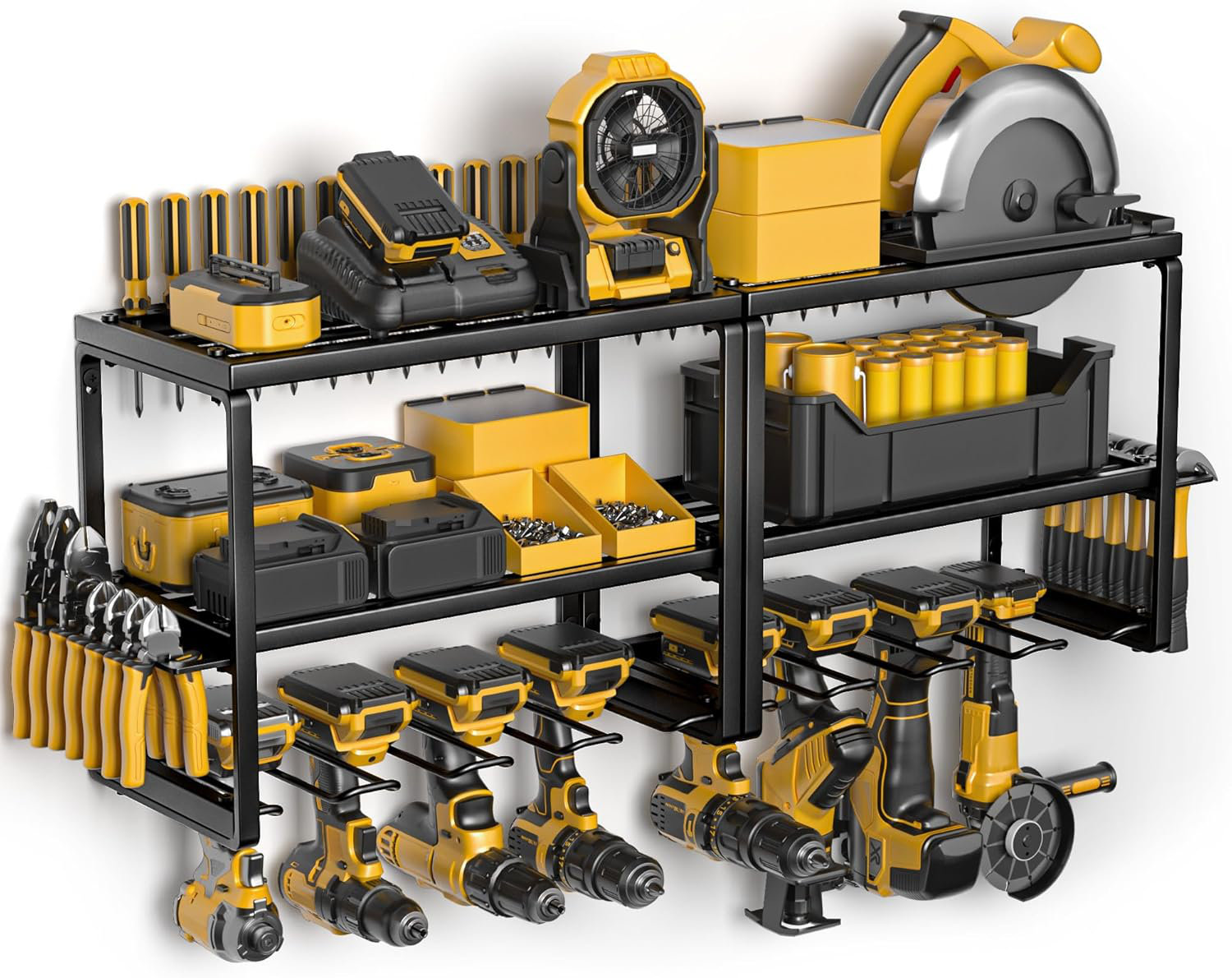 TWDAI Heavy Duty Wall Mounted Power Tool Organizer - 8 Slot 3 Tier ...
