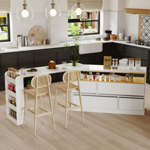 Ebern Designs Kitchen Island With Movable Dining Table And Strong ...