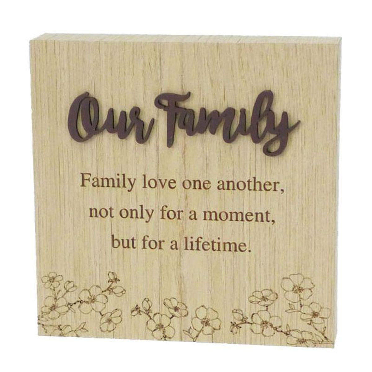 Trinx Our Family With Saying Block Sign | Wayfair