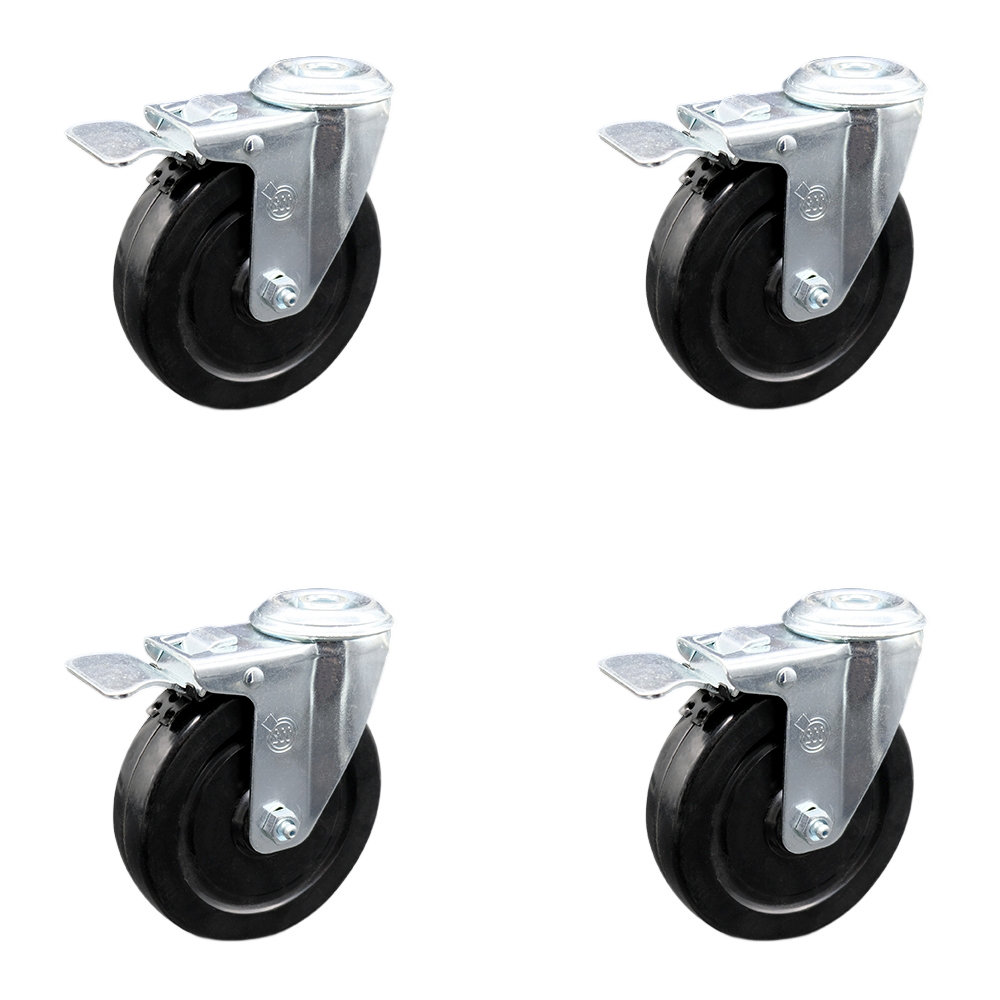 Service Caster Hard Rubber Bolt Hole Caster with Total Lock Brake | Wayfair
