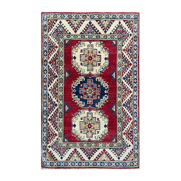 Bungalow Rose Handmade Wool Red/White Rug | Wayfair