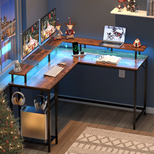 Wayfair | Brown Built-in Outlets / USB Desks You'll Love in 2024