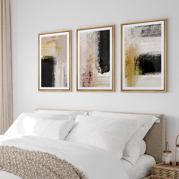 IDEA4WALL Color Block Framed On Canvas 3 Pieces Print | Wayfair