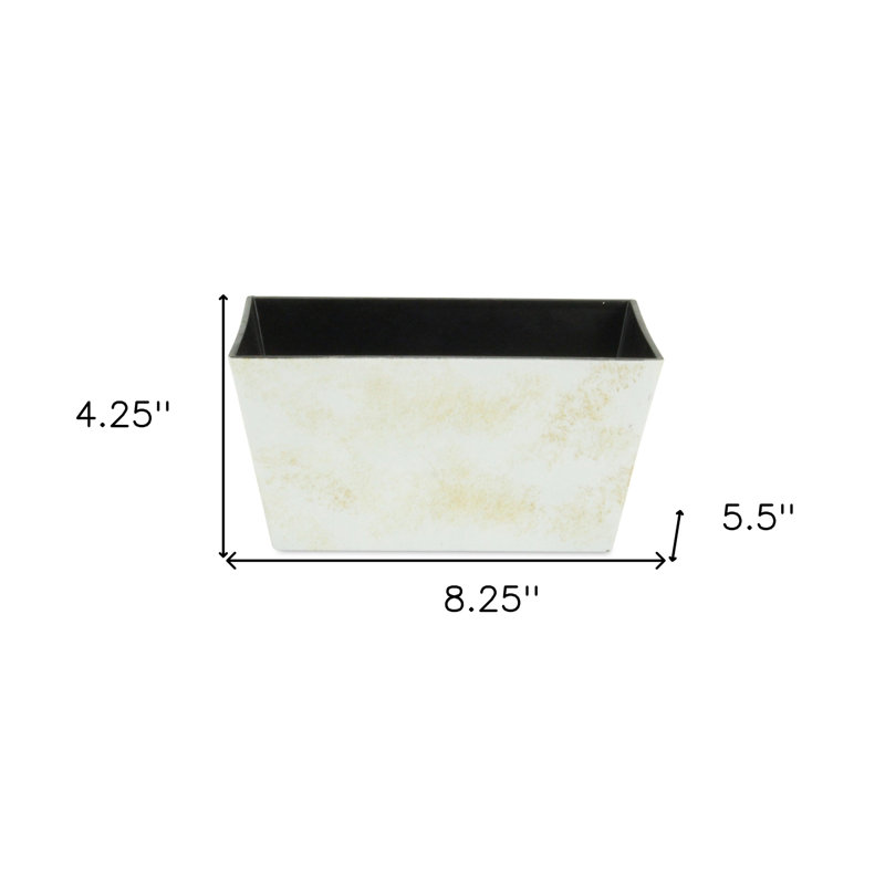 HomeRoots 8" Cream Recycled Plastic Indoor Outdoor Rectangular Planter ...