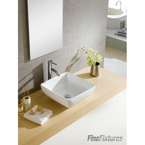 Fine Fixtures Modern Ceramic Square Vessel Bathroom Sink | Wayfair
