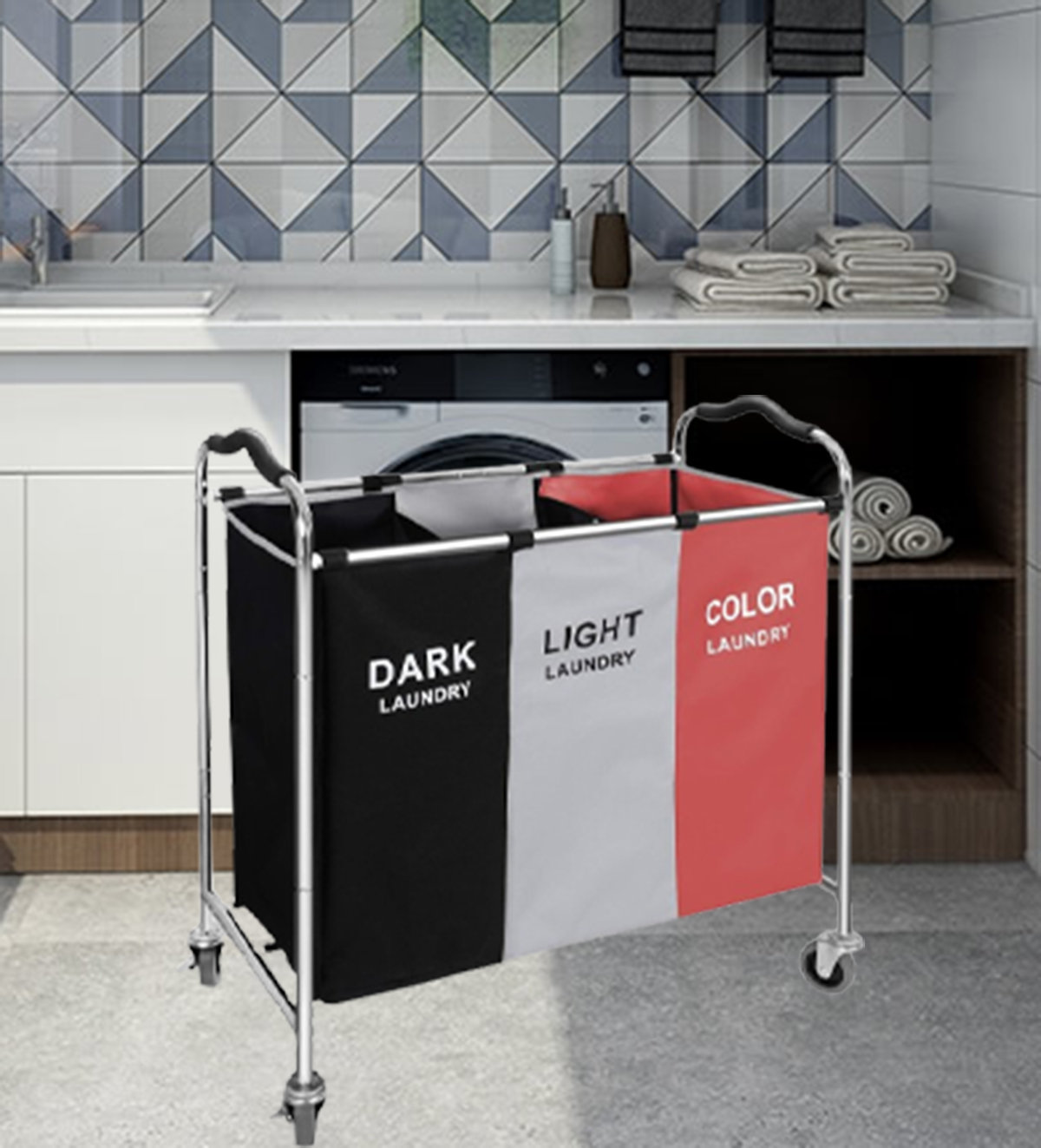 TRUSTEAN 240L Heavy Duty Laundry Cart Baskets with Wheels in Laundry ...