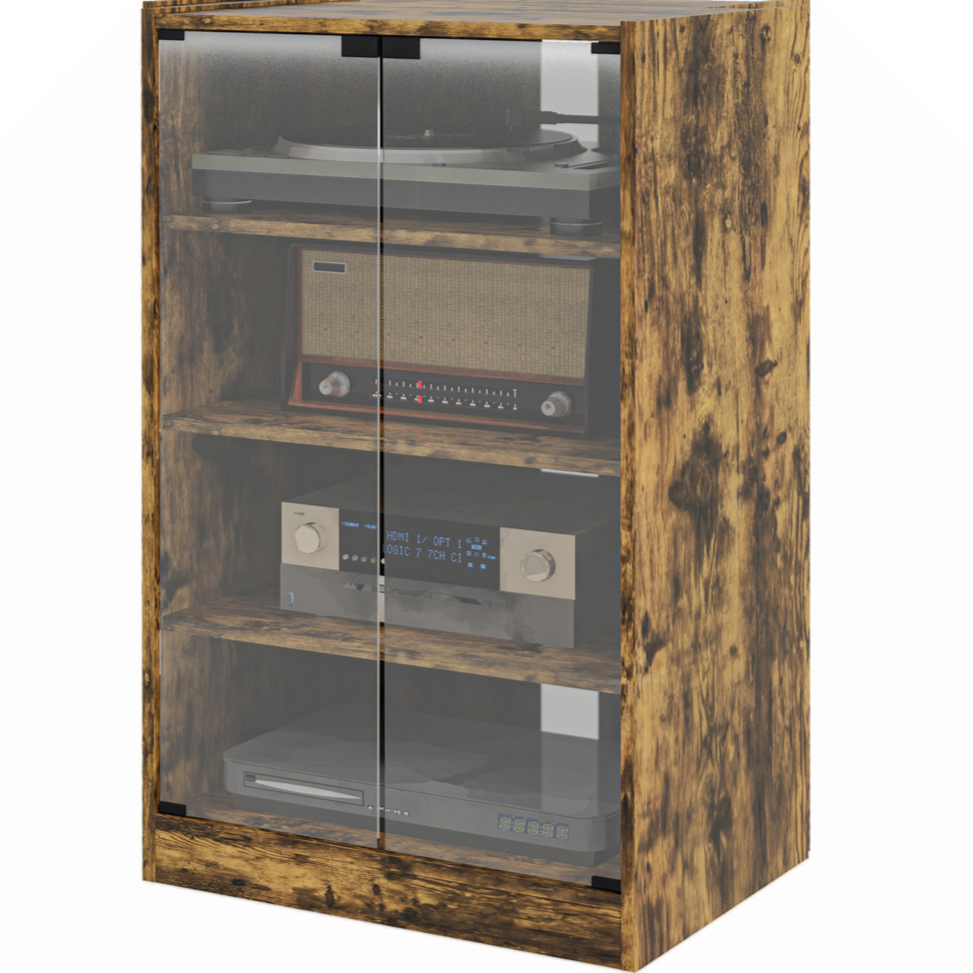 Ebern Designs Adjustable Glass Audio Cabinet & Reviews | Wayfair