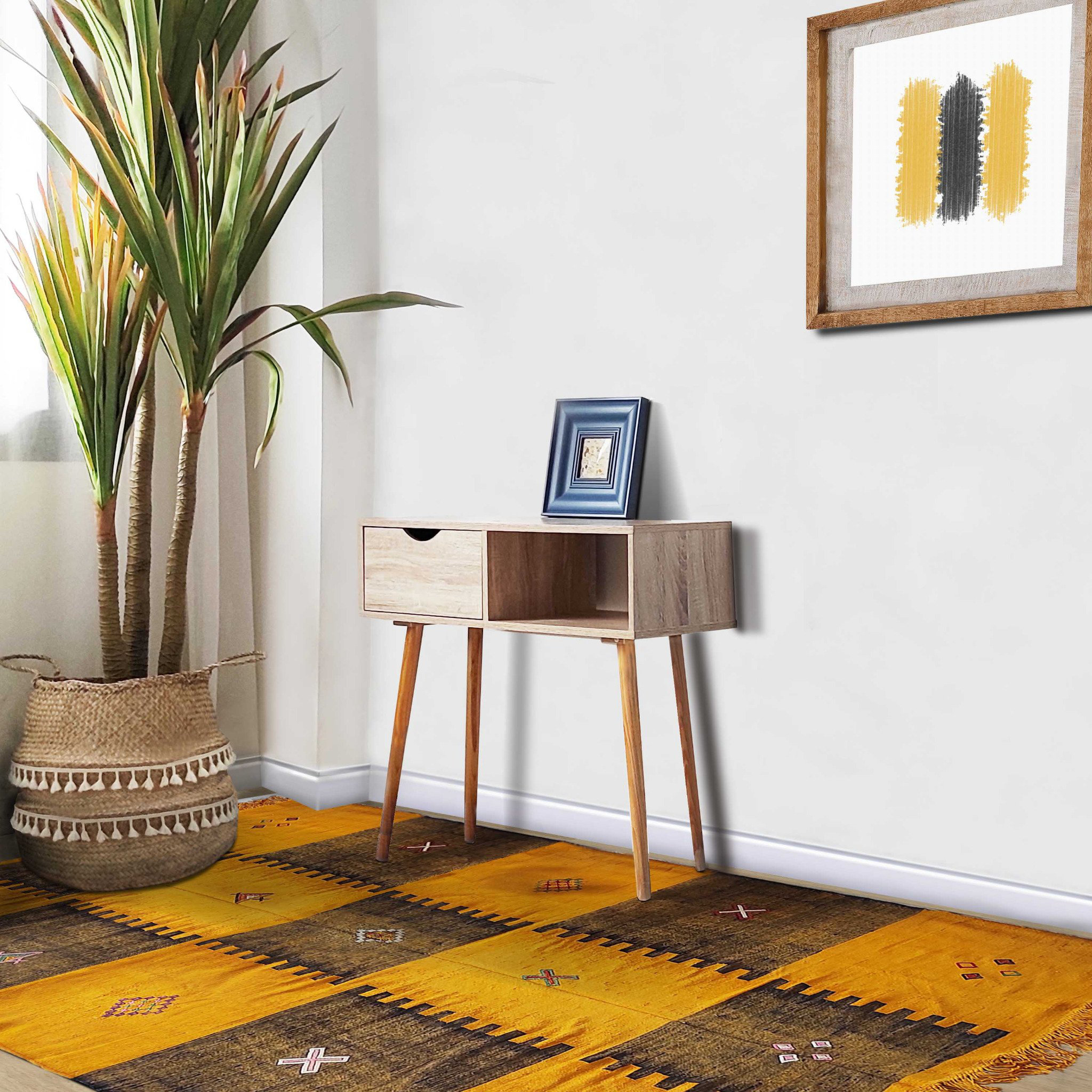 Foundry Select Geometric Handwoven Mustard Yellow Area Rug | Wayfair
