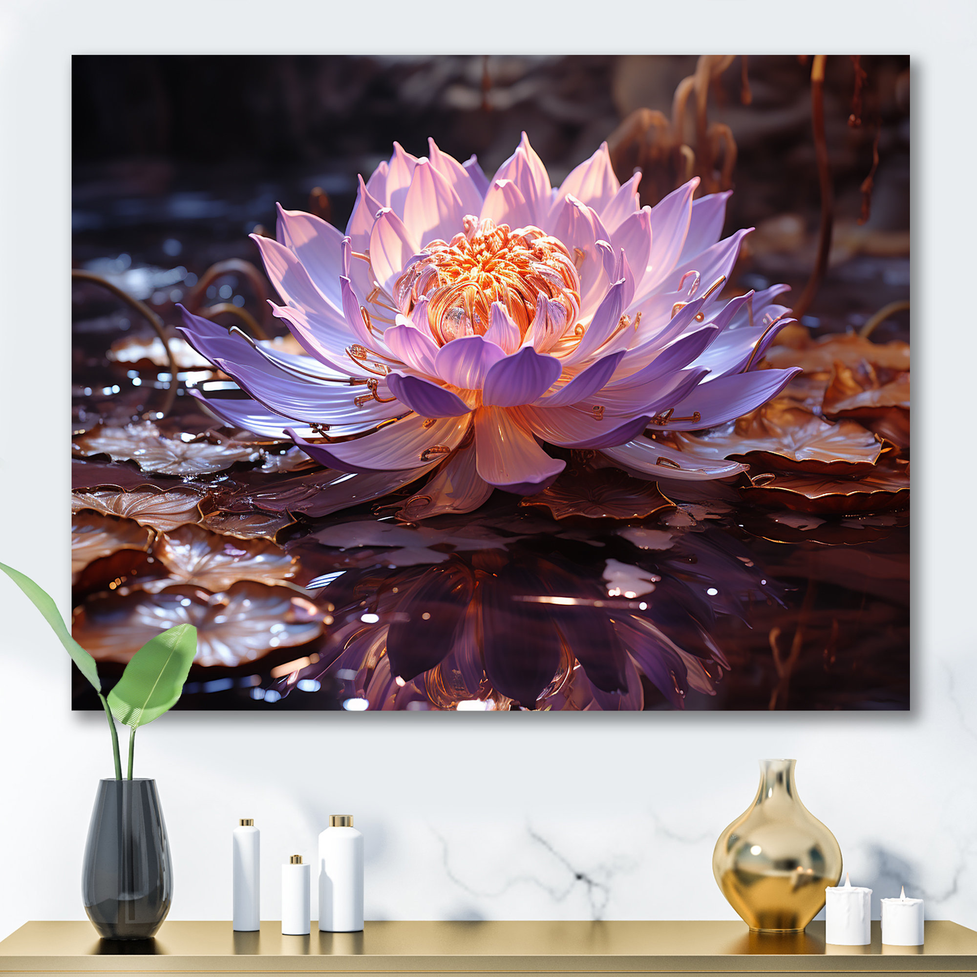 Bungalow Rose Hinduism Brahmas Lotus Lavender II - Floral Wall Decor ...