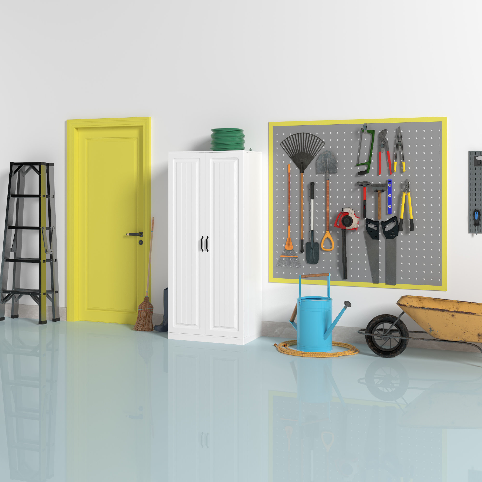 Latitude Run® Garage Cabinet With Rotating Storage Racks | Wayfair