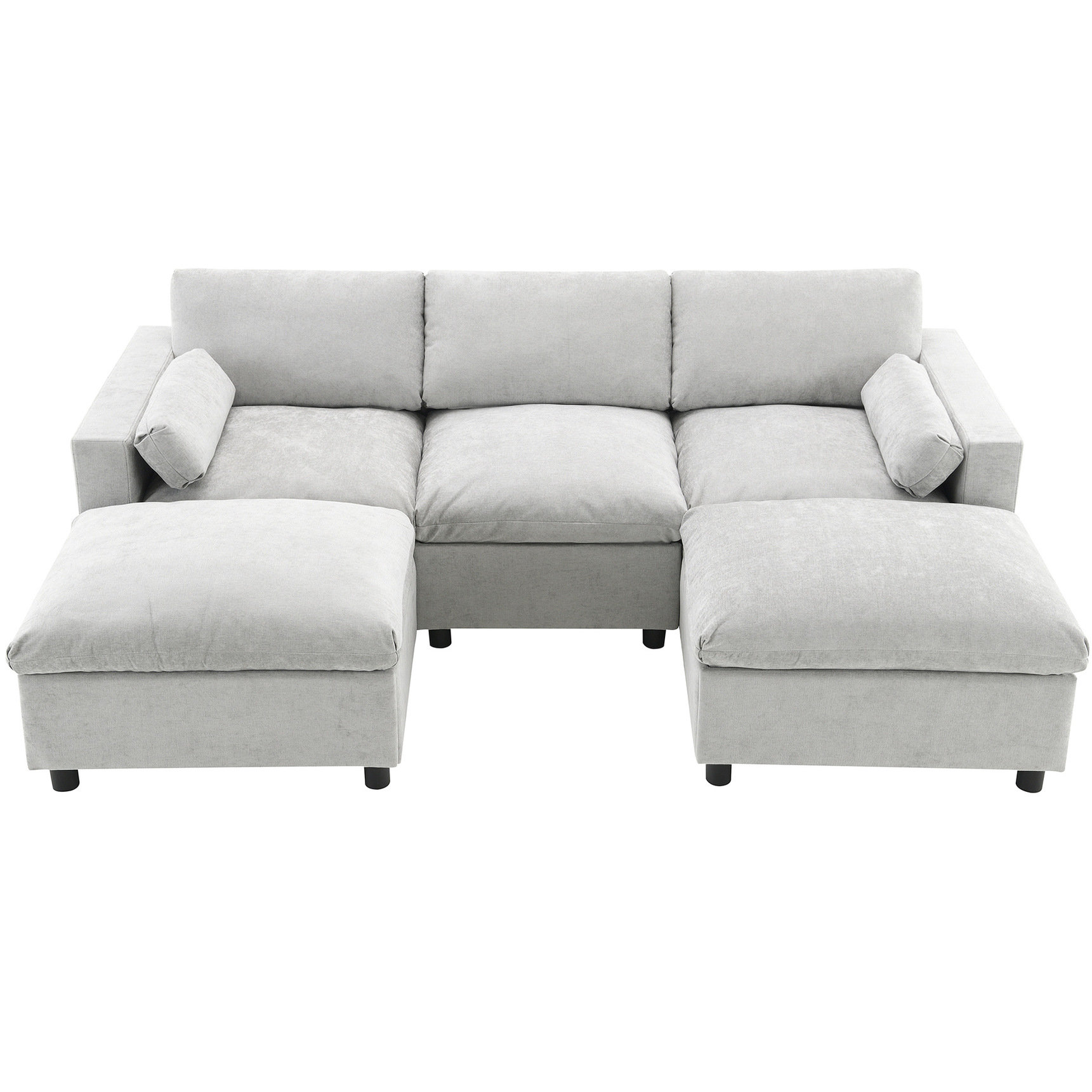 Latitude Run® 86.5'' Chenille Modular With Storage, 5 Seat U Shaped ...
