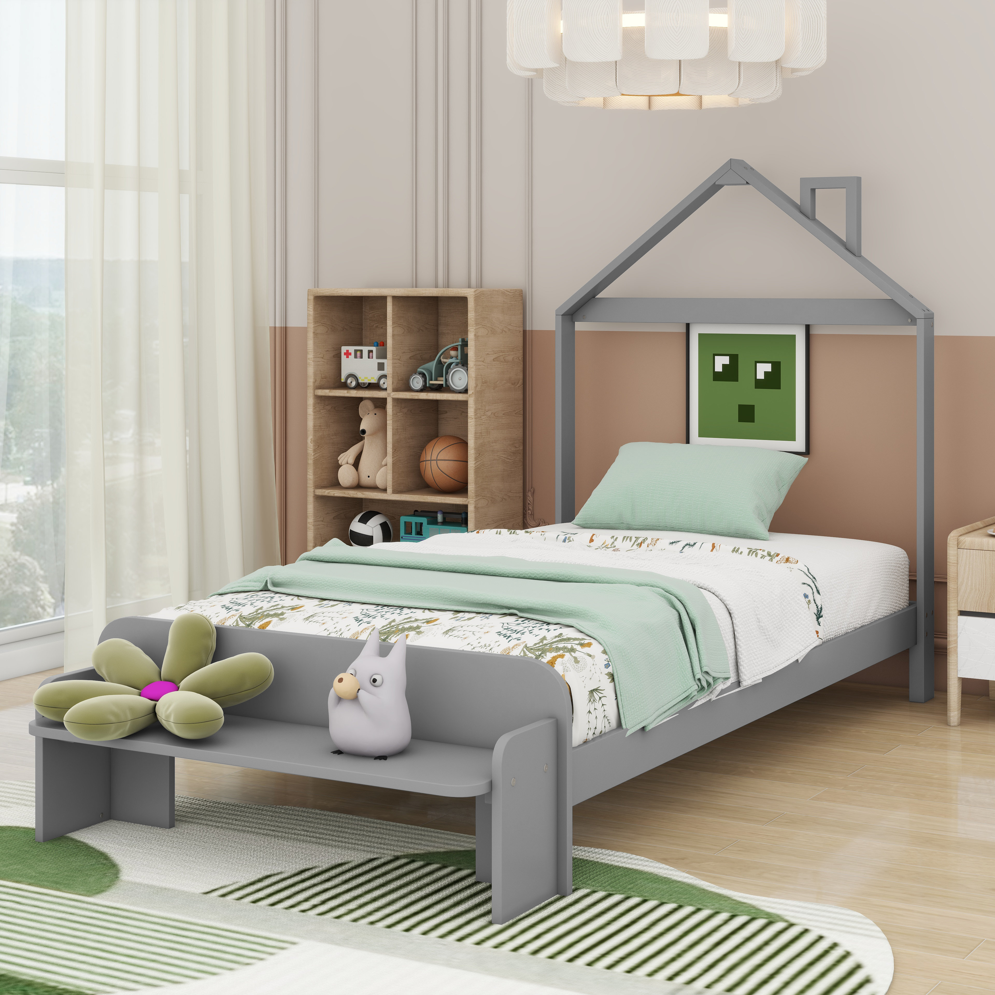 Winston Porter Raeana Wood Platform Bed with House-shaped Headboard and ...