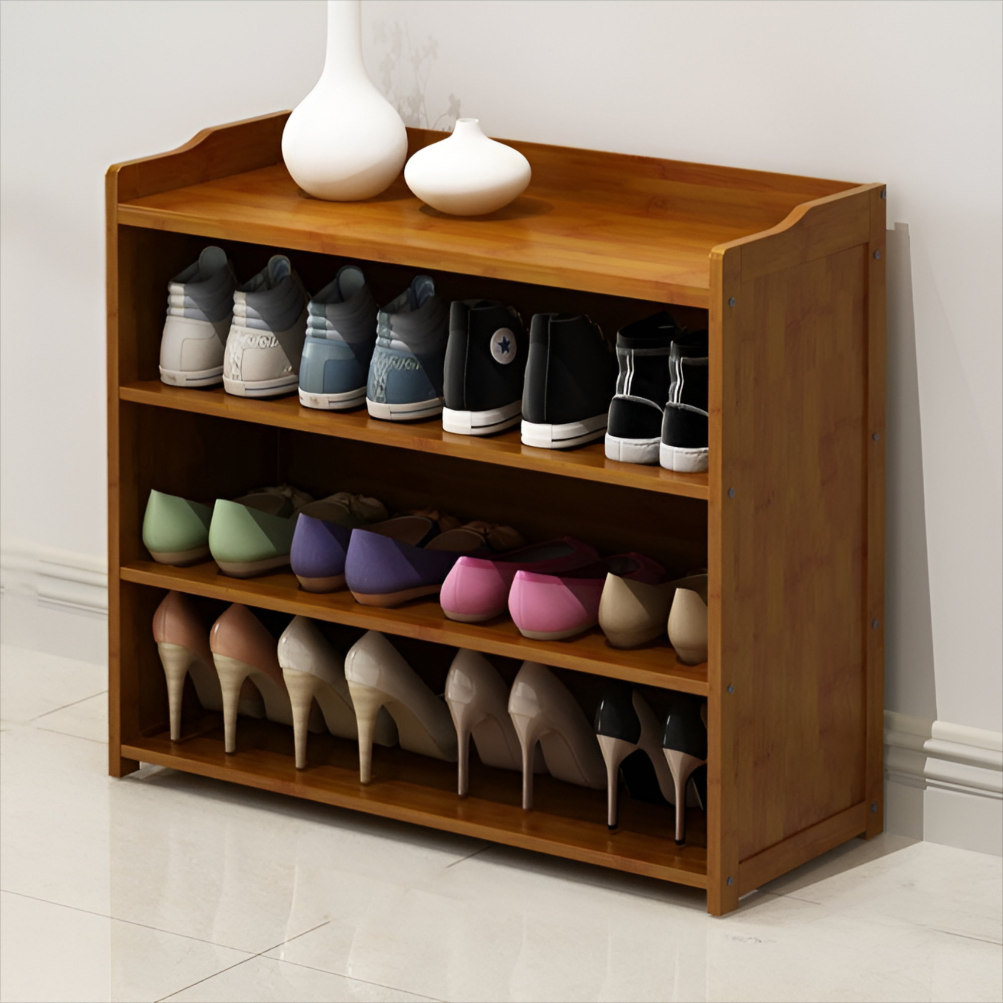 lingfan Simple Multi Layer Bamboo Dustproof Shoe Rack - Household Space ...