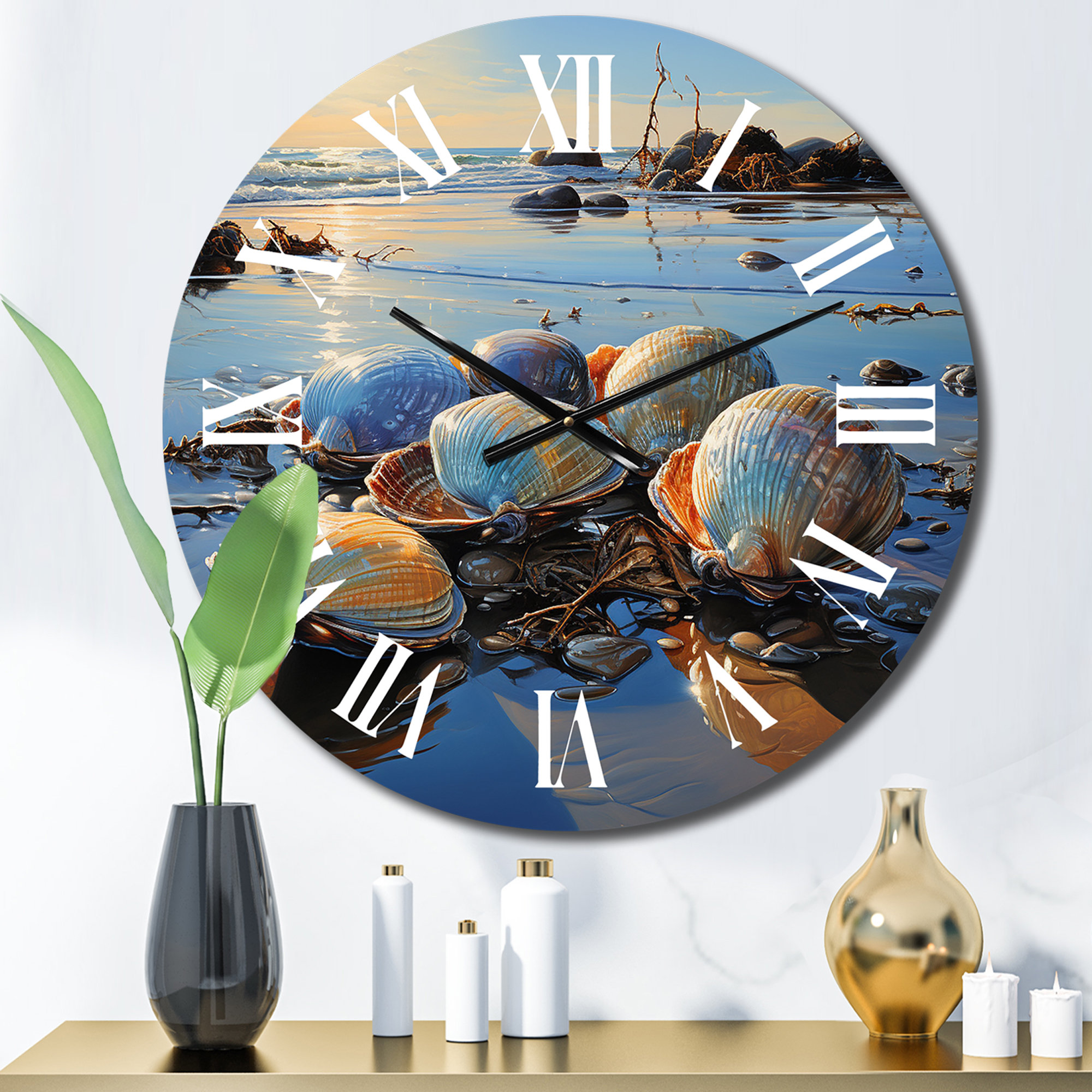 East Urban Home Clam Twilight Treasures - Animals Wall Clock | Wayfair
