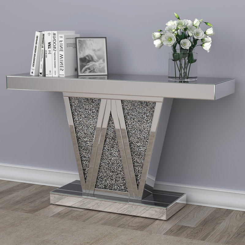 Everly Quinn Guse 46.6" W Console Table in Mirrored | Wayfair
