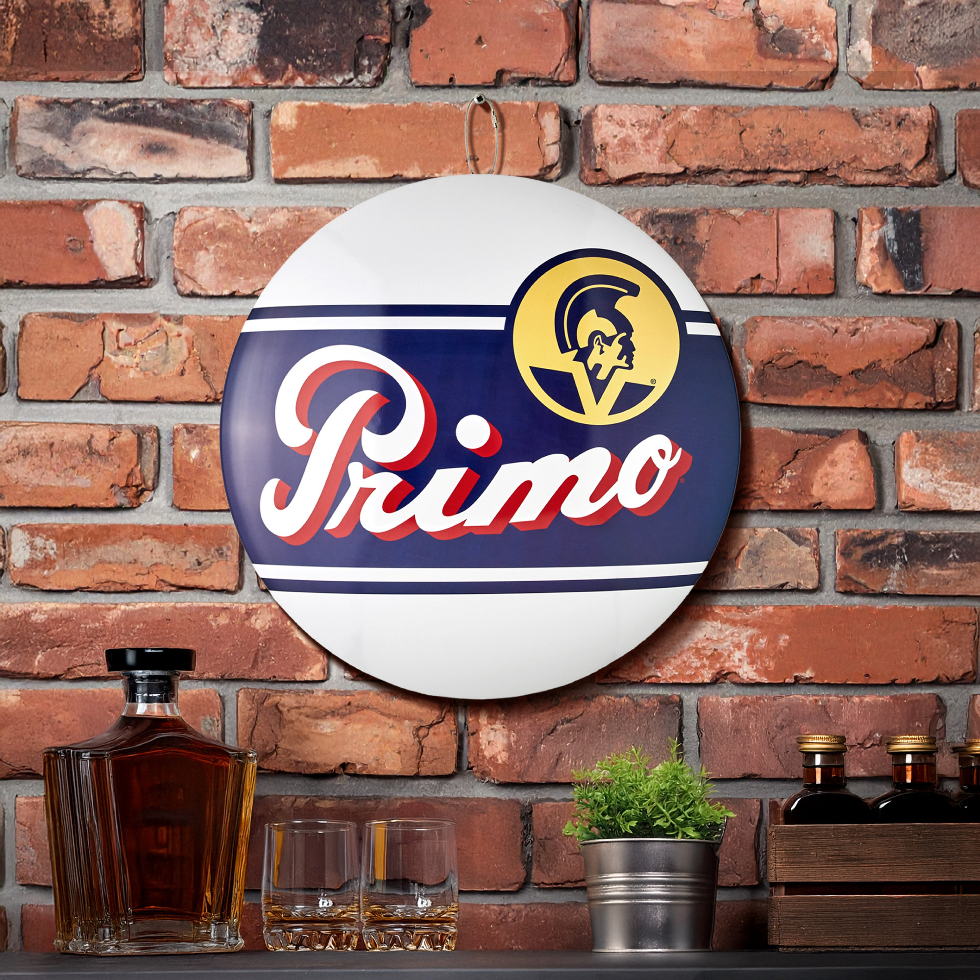 American Art Decor Primo Beer Metal Wall Art - 15" Round Domed Vintage ...