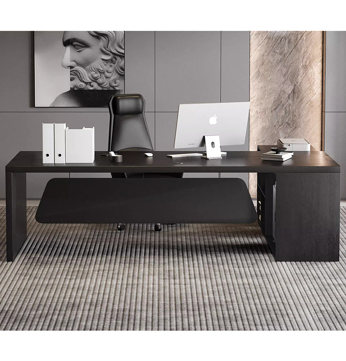 Stella Trek Modern Minimalist L-Shaped Solid Wood Office Desk with Side ...