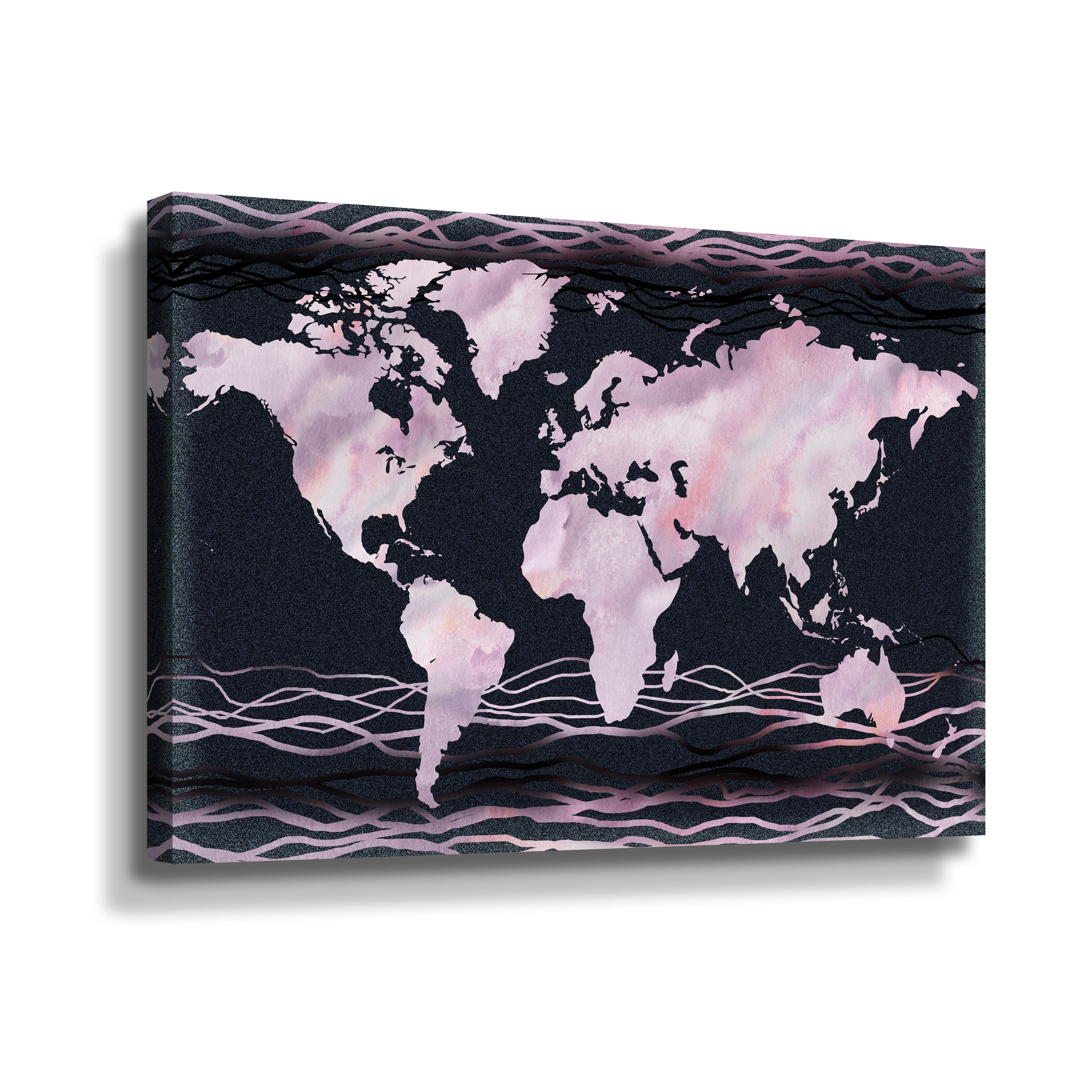 Red Barrel Studio® Lilac Waves Colorful World Map Silhouette by Irina ...