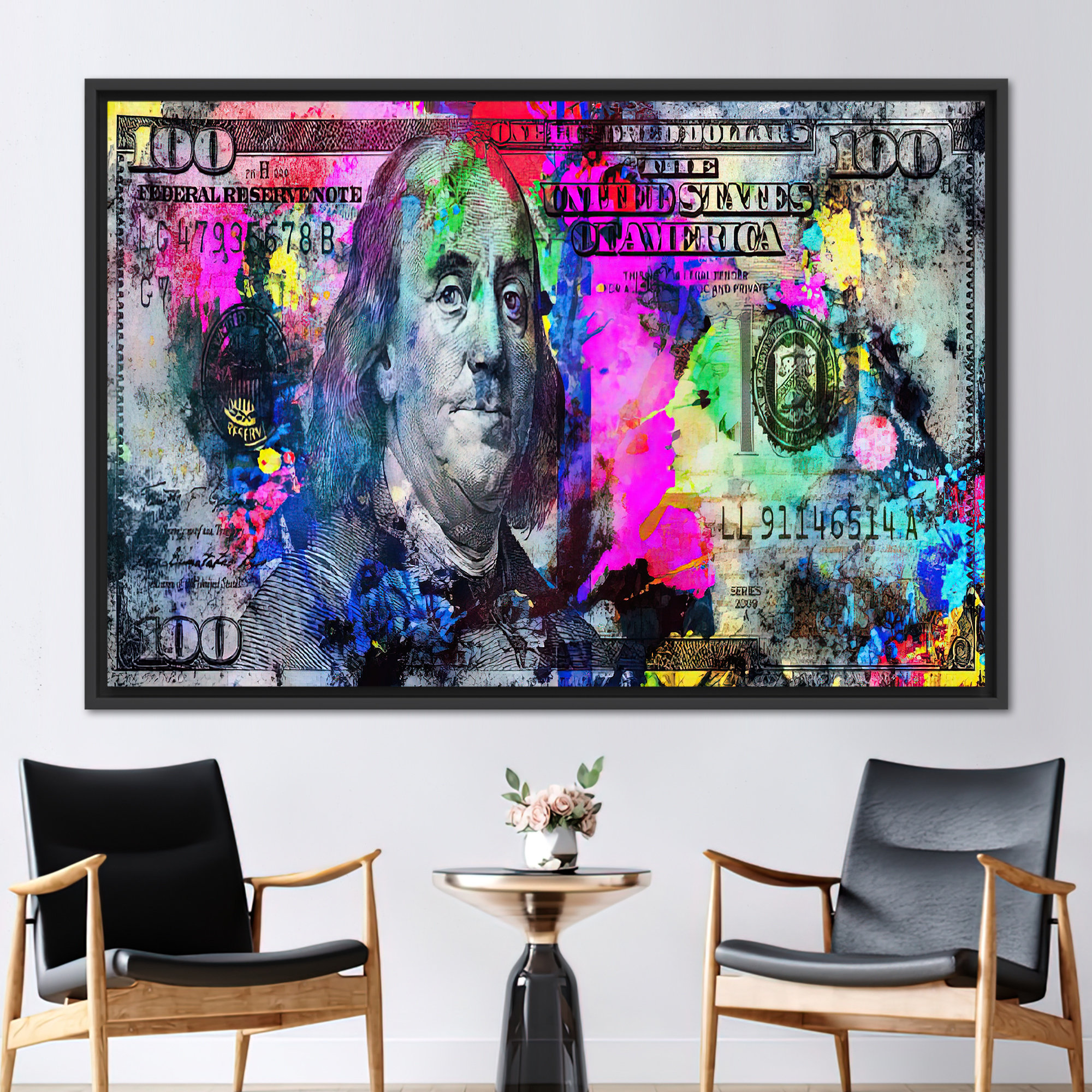 Trinx Art de dollar, toile colorée, art de Benjamin Franklin, imprimé ...