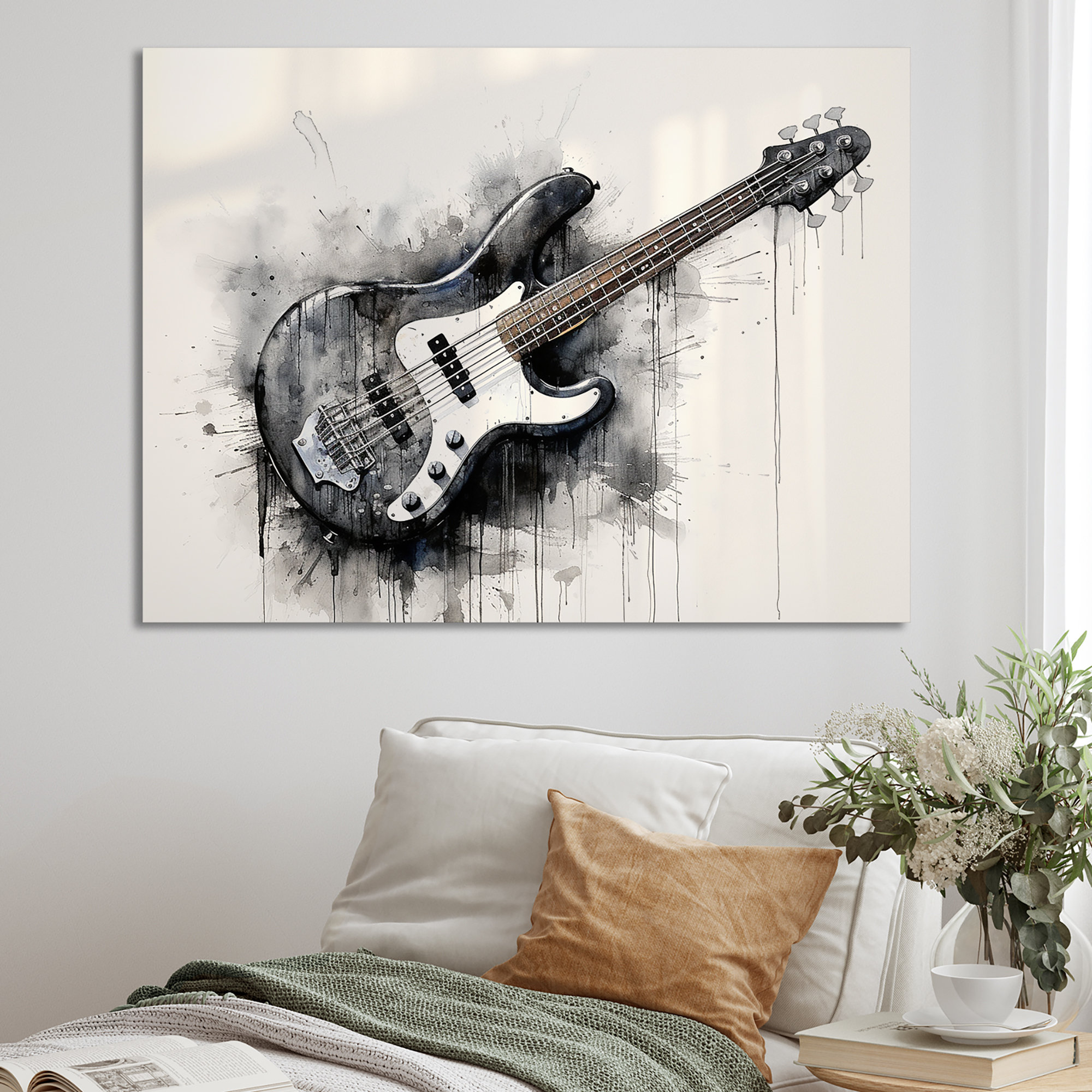 Winston Porter Bass Reverberation Cool Charcoal I - Music Canvas Wall ...