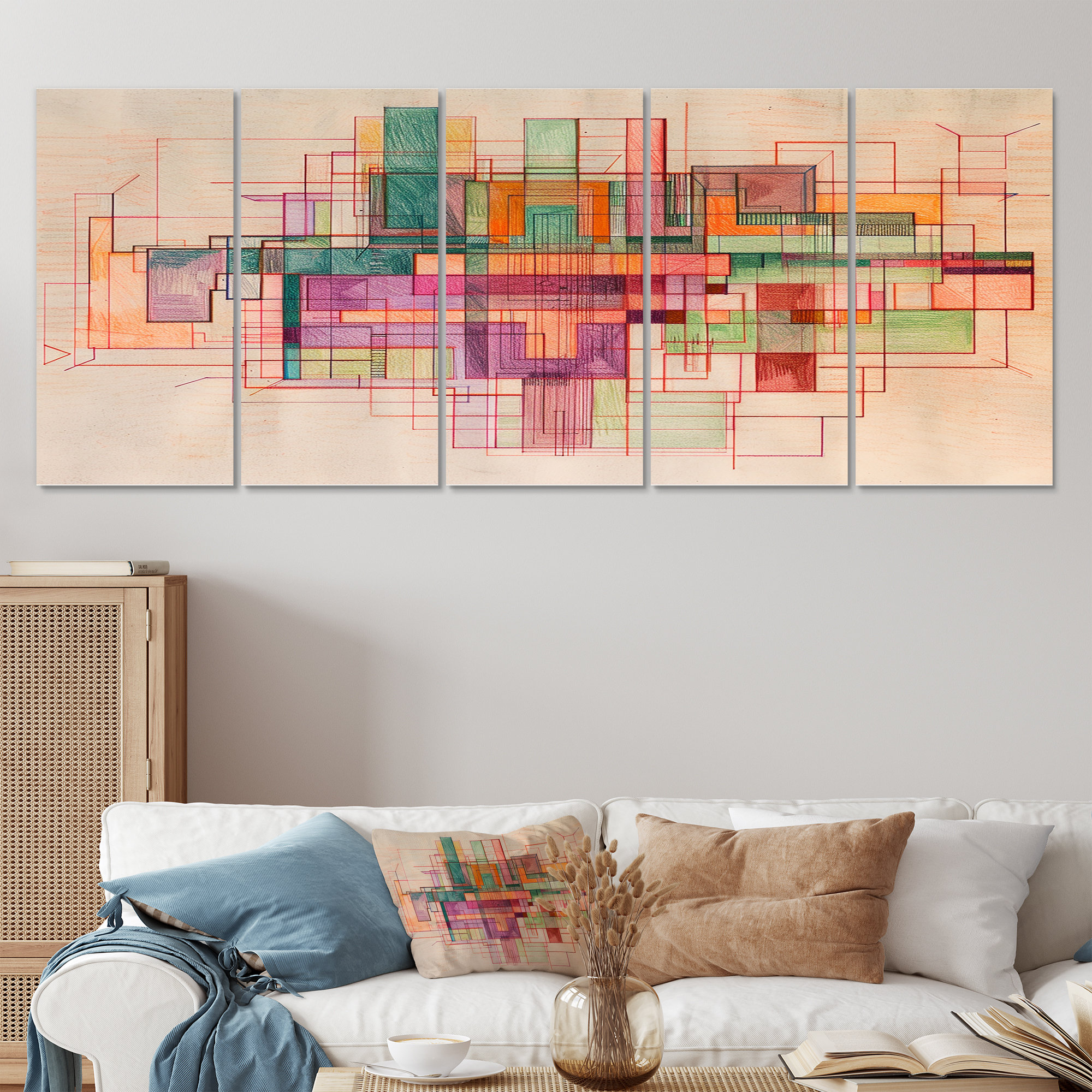 Ivy Bronx Vintage Overlapping Stillness I - Geometric Wall Art Decor ...