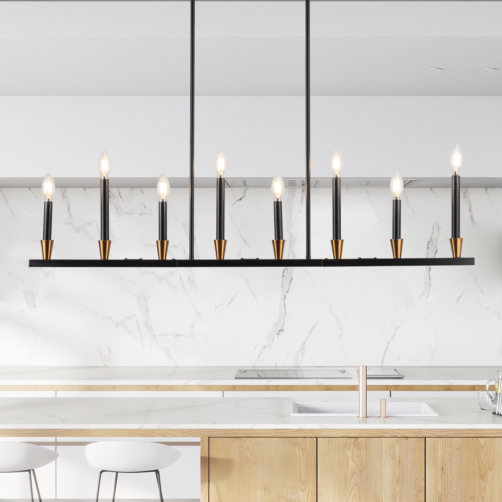 Gracie Oaks Raghid 8-Light Dining Room Black Chandelier Kitchen Island ...
