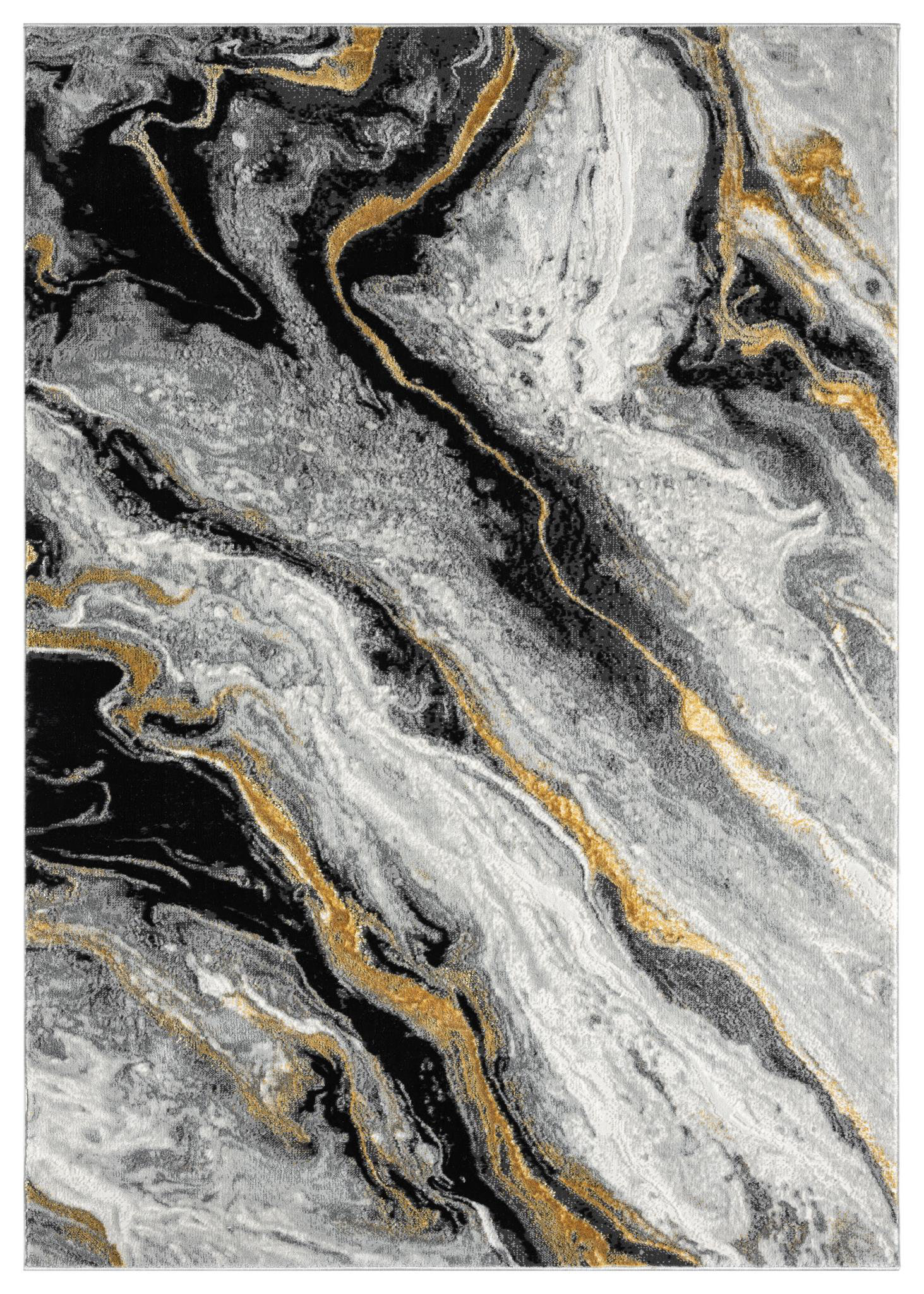 17 Stories Nason Collection Abstract Grey/Gold Area Rug, 2'2'' X 7'9 ...