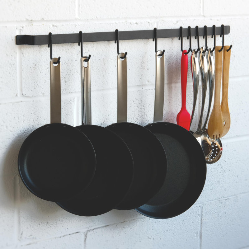 Rebrilliant Casto Iron Rail Wall Mounted Pot Rack & Reviews - Wayfair ...