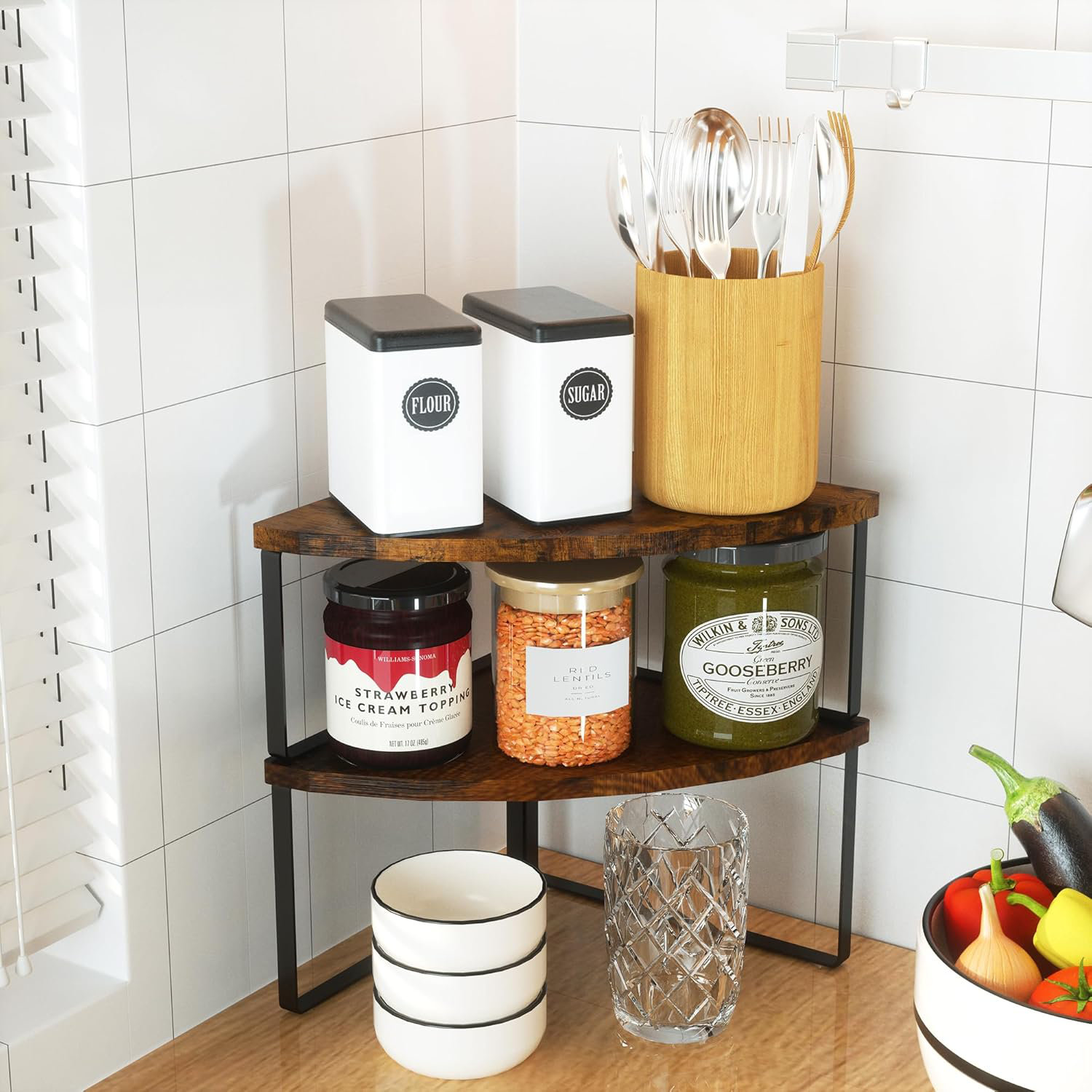 Prep & Savour Corner Shelf Organizer For Kitchen And Bathroom ...