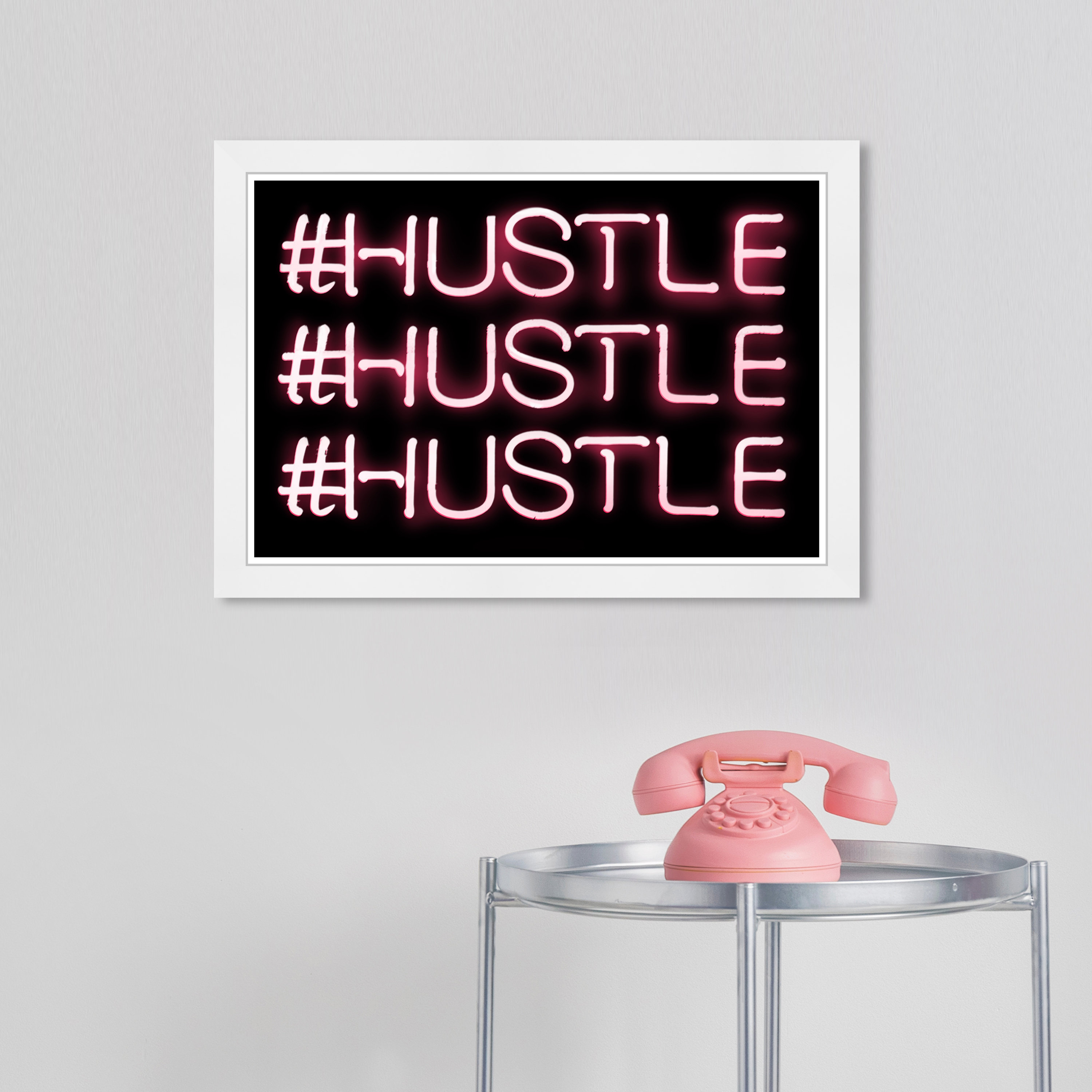 Trinx Typography and Quotes Hustle Night Modern Pink Paper Wall Art ...