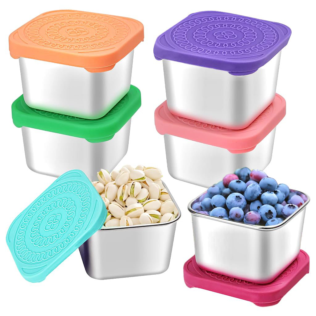 Prep & Savour 6-Pack 6oz Stainless Steel Snack Containers for Kids ...