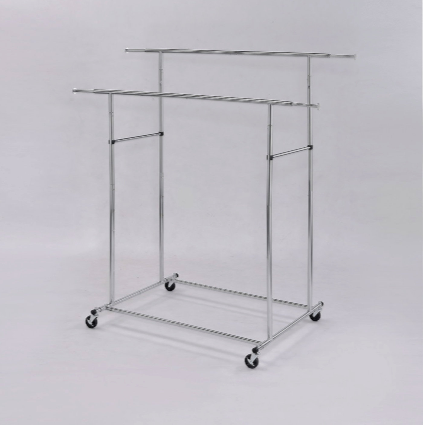 Rebrilliant 65" Dual Bar Adjustable Industrial Garment Rack Clothing ...